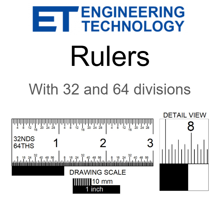 Ruler Practice Sheets (Inch with 32 and 64 divisions) – EngineeringTechnology.org
